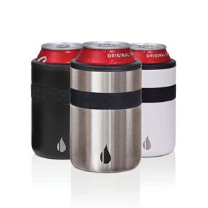 elemental insulated can cooler, triple wall stainless steel can cooler insulator - drink cooler cup for 12oz regular beer, soda, sparkling water - brushed steel