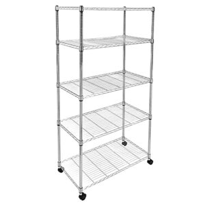 yssoa 5-tier heavy duty storage shelving unit,chrome,35l x 18w x 70h inch