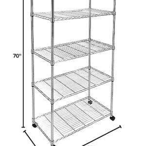 YSSOA 5-Tier Heavy Duty Storage Shelving Unit,Chrome,35L x 18W x 70H inch