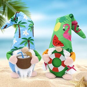 upltowtme beach summer gnomes plush seaside gnome decoration handmade beach couple decor for farmhouse tiered tray decor shelf sitters tomte swedish nisse scandinavian elf dwarf home kitchen ornaments