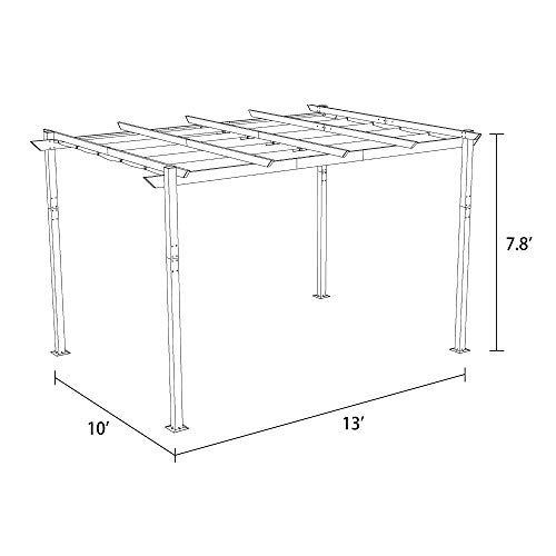 10'x13' Outdoor Retractable Pergola Non-Rust Aluminum Patio Pergola Shelter with Sun Shade Canopy for Garden, Deck, Backyard, Beige