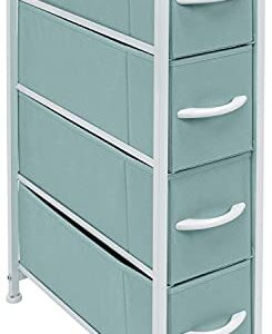 Sorbus Kids Narrow Dresser with 4 Drawers - Vertical Slim Storage Chest of Drawers with Steel Frame, Wood Top & Easy Pull Fabric Bins for Small Spaces, Closets, Bedroom, Bathroom & Laundry