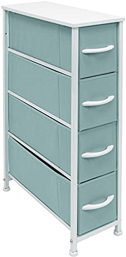 Sorbus Kids Narrow Dresser with 4 Drawers - Vertical Slim Storage Chest of Drawers with Steel Frame, Wood Top & Easy Pull Fabric Bins for Small Spaces, Closets, Bedroom, Bathroom & Laundry