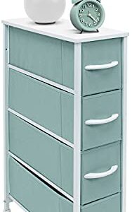 Sorbus Kids Narrow Dresser with 4 Drawers - Vertical Slim Storage Chest of Drawers with Steel Frame, Wood Top & Easy Pull Fabric Bins for Small Spaces, Closets, Bedroom, Bathroom & Laundry