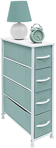 Sorbus Kids Narrow Dresser with 4 Drawers - Vertical Slim Storage Chest of Drawers with Steel Frame, Wood Top & Easy Pull Fabric Bins for Small Spaces, Closets, Bedroom, Bathroom & Laundry