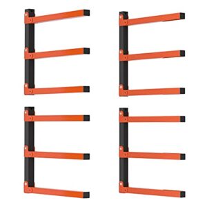 torack lumber storage metal rack, wood rack organizer, 3-level wall mount, wood storage system, durable sheet screws, workshop rack(2pcak)