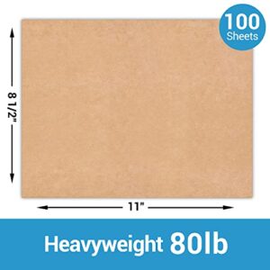 Brown Kraft Cardstock Thick Paper 100 Sheets, Ohuhu 8.5" x 11" Heavyweight 80lb Cover Card Stock for Crafts and DIY Cards Making