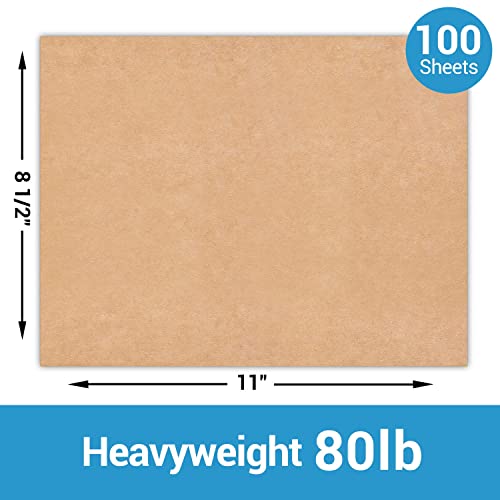 Brown Kraft Cardstock Thick Paper 100 Sheets, Ohuhu 8.5" x 11" Heavyweight 80lb Cover Card Stock for Crafts and DIY Cards Making