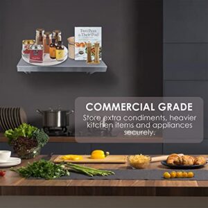 Stainless Steel Wall Mount Shelves, Floating Storage Shelf with Backsplash, Heavy Duty Commercial NSF Metal Shelving, Mounted Shelving Rack for Restaurant, Home, Hotel, Bar and Kitchen, 12x36