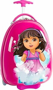 heys dora hardside girls egg shaped wheeled rolling 18 inch luggage for kids