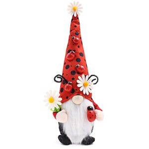 upltowtme ladybug gnomes ladybug kitchen tiered tray decor ladybird gnomes plush swedish tomte scandinavian figurine spring summer farmhouse household ornament