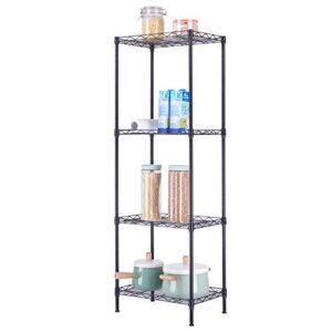 Volowoo 4-Tier Wire Shelving Unit,4 Shelves Unit Metal Storage Rack Durable Organizer Perfect for Pantry Closet Kitchen Laundry Organization,Black