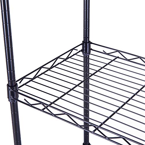 Volowoo 4-Tier Wire Shelving Unit,4 Shelves Unit Metal Storage Rack Durable Organizer Perfect for Pantry Closet Kitchen Laundry Organization,Black