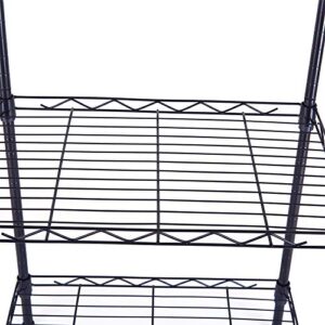 Volowoo 4-Tier Wire Shelving Unit,4 Shelves Unit Metal Storage Rack Durable Organizer Perfect for Pantry Closet Kitchen Laundry Organization,Black