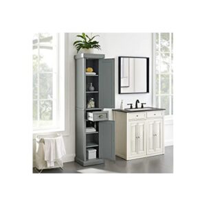 Crosley Furniture Seaside Tall Linen Cabinet, Distressed Gray