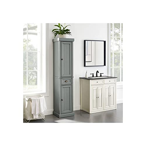 Crosley Furniture Seaside Tall Linen Cabinet, Distressed Gray