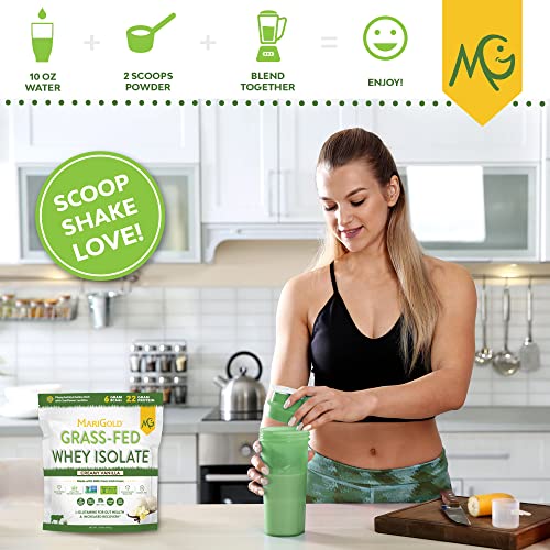 MariGold Grass-fed Whey Isolate Protein Powder - Creamy Vanilla Flavor - 1 Lb Bag | 100% Pure, Cold-Processed, Micro-Filtered, Undenatured, Non-GMO, rBGH Free, Soy Free, Gluten Free, Lactose Free