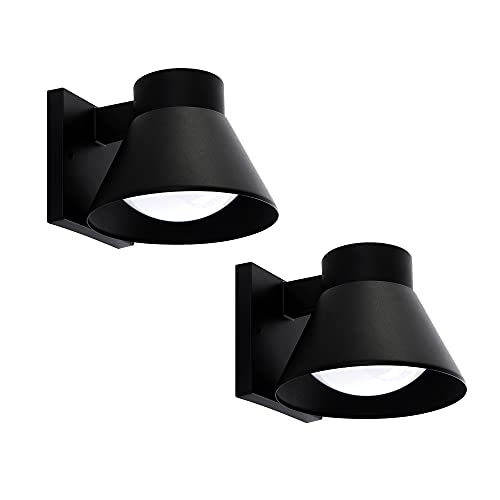 UME 2 Pack LED Outdoor Wall Light Fixtures, Black Front Porch Lights Wall Mount Lighting, Exterior Waterproof Wall Lantern Light Fixture Anti-Rust Farmhouse Barn Wall Sconce for Patio, Doorway, Garage