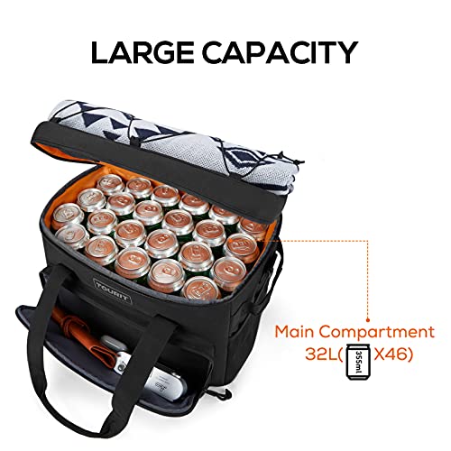 TOURIT Cooler Bag 46-Can Insulated Soft Cooler Portable Cooler Bag 32L Lunch Coolers for Picnic, Beach, Work, Trip, Black