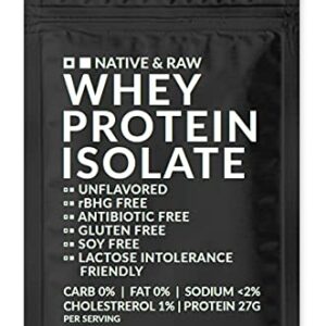 NMNWed Native & Raw Whey Protein Isolate, Unflavored, 0 CarbFat, Low CholesterolSodium, rBGH Free, Antibiotic Free, Gluten Free, Soy Free, Good for Keto, Paleo, and Lactose Intolerance (2.8 oz)