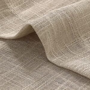 Linen Curtains 108 Inch Natural Linen Semi Sheer Curtains Tab Top Light Filtering Panels Burlap Linen Textured Curtains for Living Room Window Treatment Drapes, Privacy Added, 2 Panels, Angora