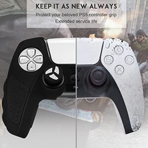 SIKEMAY PS5 Controller Cover Skin Case, Directly Applicable for PS5 Charger, Anti-Slip Sweatproof Silicone Protective for Playstation 5 Dualsense Controller with Thumb Grips Caps x 10 (Black)