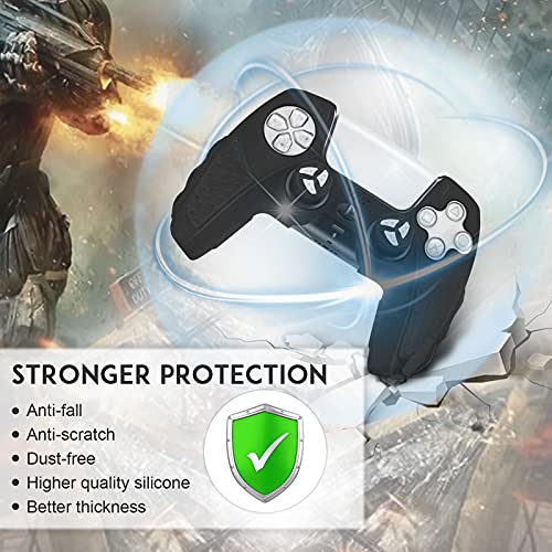 SIKEMAY PS5 Controller Cover Skin Case, Directly Applicable for PS5 Charger, Anti-Slip Sweatproof Silicone Protective for Playstation 5 Dualsense Controller with Thumb Grips Caps x 10 (Black)