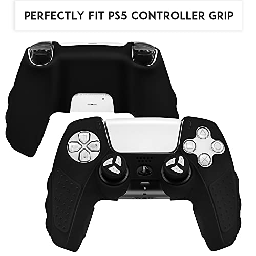 SIKEMAY PS5 Controller Cover Skin Case, Directly Applicable for PS5 Charger, Anti-Slip Sweatproof Silicone Protective for Playstation 5 Dualsense Controller with Thumb Grips Caps x 10 (Black)