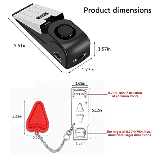 HNHMT Upgraded Portable Door Lock & Door Stop Alarm, Dual Protection Security Door Kit,Door ​Security Devices Pocket Self Defensey Tools,for Traveling Hotel Home Apartment College House(2 Pack)