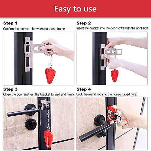 HNHMT Upgraded Portable Door Lock & Door Stop Alarm, Dual Protection Security Door Kit,Door ​Security Devices Pocket Self Defensey Tools,for Traveling Hotel Home Apartment College House(2 Pack)