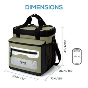 TOURIT Soft Cooler Bag 40 Can Large Collapsible Soft Sided Cooler 33L Beach Portable Cooler Ice Chest Insulated for Picnic, Beach, Trip, Khaki