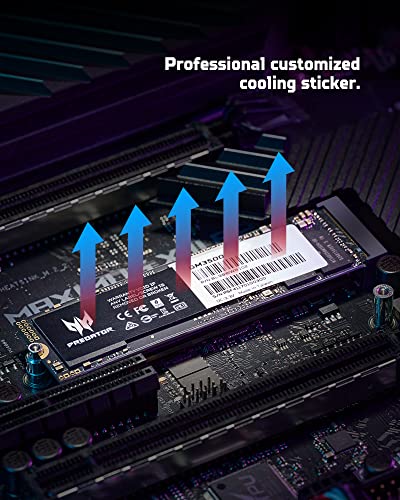 acer Predator GM3500 1TB NVMe SSD - M.2 PCIe Gen3 (8 Gb/s) x 4 Interface Internal Solid State Hard Drive with DDR4 DRAM Cache Up to 3400 MB/s - BL.9BWWR.102