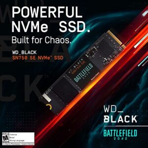 WD_BLACK 1TB SN750 SE NVMe SSD with Battlefield 2042 Game Code Bundle - Gen4 PCle, Internal Gaming SSD Solid State Drive, M.2 2280, Up to 3,600 MB/s - WDBB9J0010BNC-NRSN