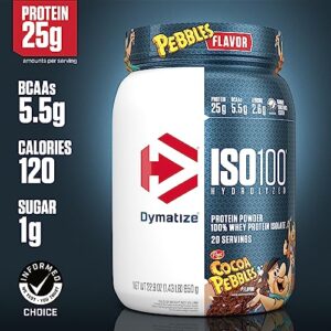 Dymatize ISO100 Hydrolyzed Protein Powder, 100% Whey Isolate Protein, 25g of Protein, 5.5g BCAAs, Gluten Free, Fast Absorbing, Easy Digesting, Cocoa Pebbles, 20 Servings