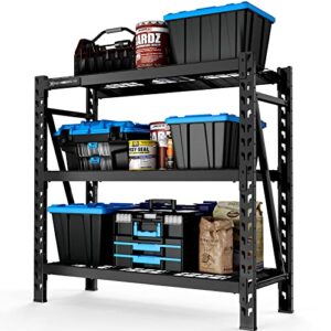 fleximounts garage shelving, 3-tier adjustable shelf, 4650 lbs weight capacity storage rack, 2 x 4 ft, heavy duty industrial metal shelving