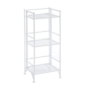 pemberly row three-tier folding shelf in white metal finish