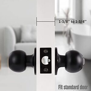 Lanwandeng Matte Black Door Knobs with Lock and Keys, Interior/Exterior Door Knob for Bedroom or Bathroom, Entry Door Lock