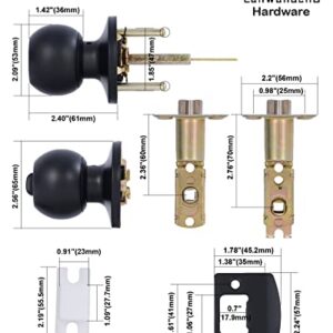 Lanwandeng Matte Black Door Knobs with Lock and Keys, Interior/Exterior Door Knob for Bedroom or Bathroom, Entry Door Lock