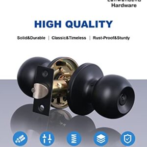 Lanwandeng Matte Black Door Knobs with Lock and Keys, Interior/Exterior Door Knob for Bedroom or Bathroom, Entry Door Lock