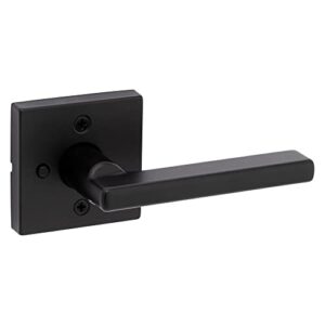 Kwikset Halifax, Door Handle Lever Privacy Door Lock for Bedroom and Bathroom with Microban, Square Rose in Matte Black