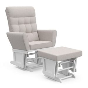 storkcraft harmony premium glider and ottoman, white/misty gray