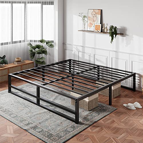 MUTICOR 14'' Metal Platform King Bed Frame with Strong Steel Slats Support/Sufficient Storage Space/Mattress Foundation/No Box Spring Needed/Easy Assembly