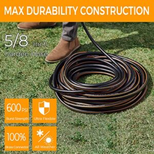 Giraffe Tools Hybrid Garden Hose 5/8 in. x 100 ft. Lightweight, Durable Water Hose with Sleeves, No-kink, Leakproof, Heavy Duty Gardening Hose with Male to Female Fittings