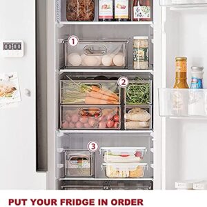 2 Pack Refrigerator Organizer Bins with Pull-out Drawer, Stackable Fridge Drawer Organizer Set with Handle, BPA-free Drawable Clear Storage Cases for Freezer, Cabinet, Kitchen, Pantry Organization