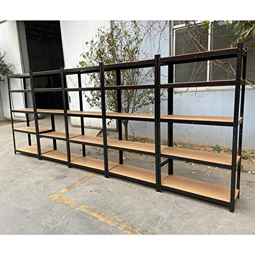 Garage Storage Shelving Unit Heavy Duty Metal Frame 386lbs Load Per Tier, 27.5 x 12 x 59in, 5 Adjustable Shelves, Industrial Shelving Utility Shelves Storage Rack for Home Warehouse Kitchen, Black