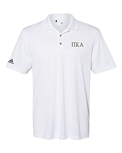 Mega Greek Mens Pi Kappa Alpha Performance Sports Shirt (Large, White/Grey Letters)