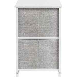 Flash Furniture Harris 2 Drawer Storage Organizer - White Cast Iron Frame and Wood Top - 2 Easy Pull Light Gray Fabric Drawers