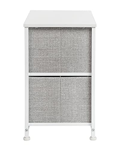 Flash Furniture Harris 2 Drawer Storage Organizer - White Cast Iron Frame and Wood Top - 2 Easy Pull Light Gray Fabric Drawers