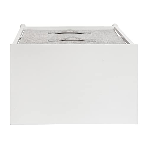 Flash Furniture Harris 2 Drawer Storage Organizer - White Cast Iron Frame and Wood Top - 2 Easy Pull Light Gray Fabric Drawers