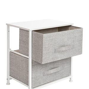 Flash Furniture Harris 2 Drawer Storage Organizer - White Cast Iron Frame and Wood Top - 2 Easy Pull Light Gray Fabric Drawers